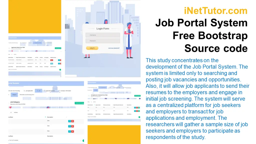 Job Portal System Free Bootstrap Source code - iNetTutor.com 2025