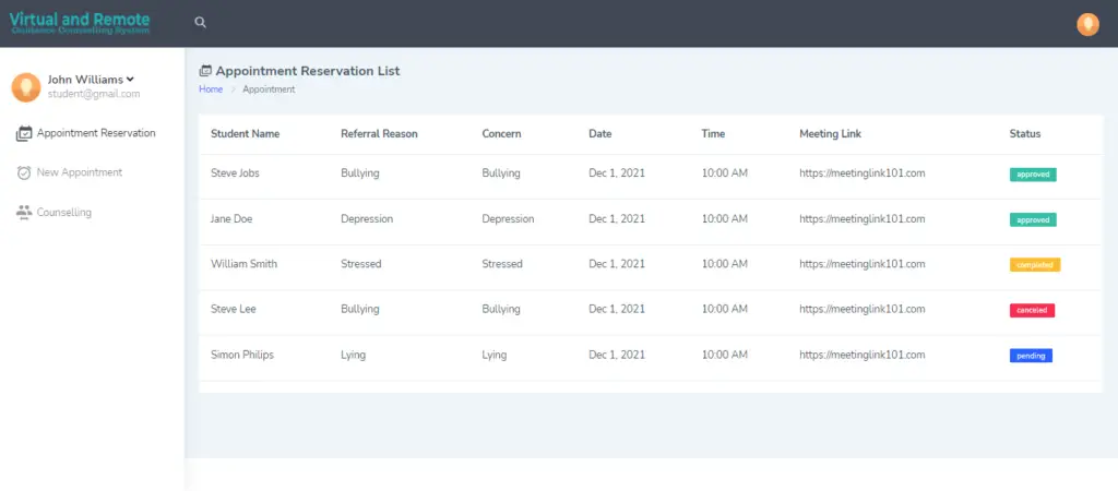 Virtual and Remote Guidance Counselling System Free Bootstrap and PHP ...