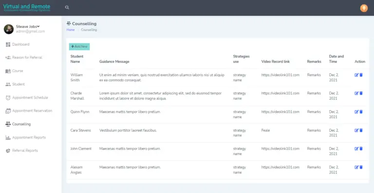 Virtual and Remote Guidance Counselling System Free Bootstrap and PHP ...