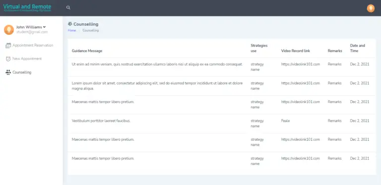 Virtual and Remote Guidance Counselling System Free Bootstrap and PHP ...