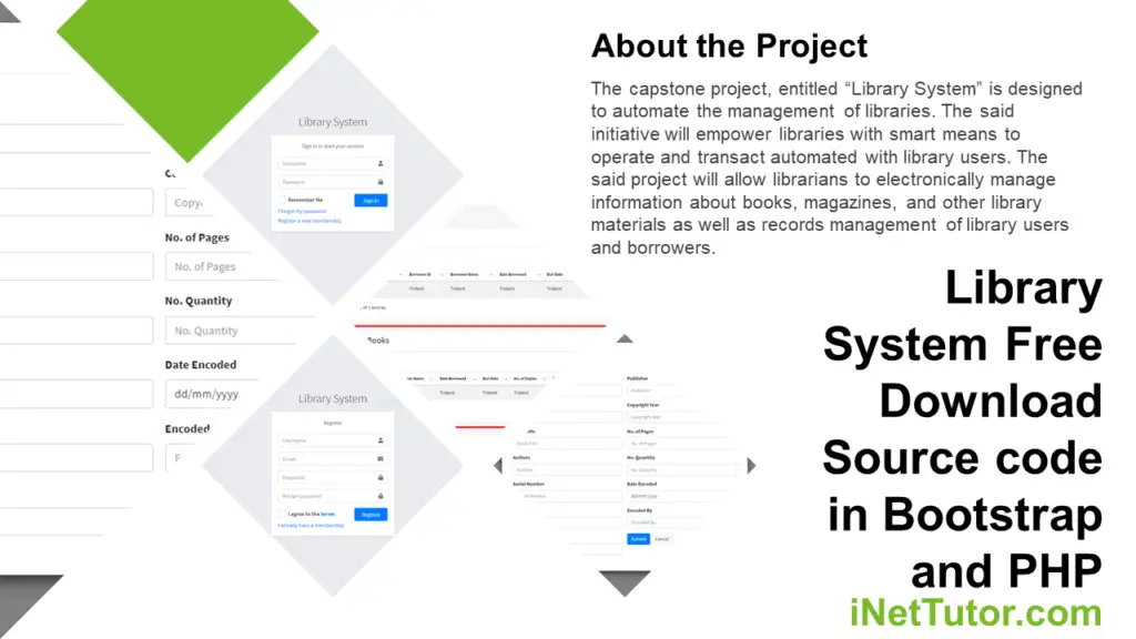 Library System Free Download Source code in Bootstrap and PHP ...