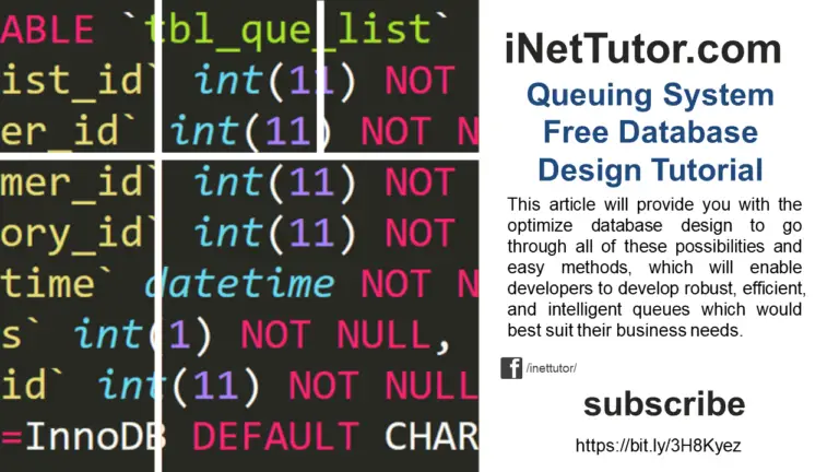 Queuing System Free Database Design Tutorial - iNetTutor.com