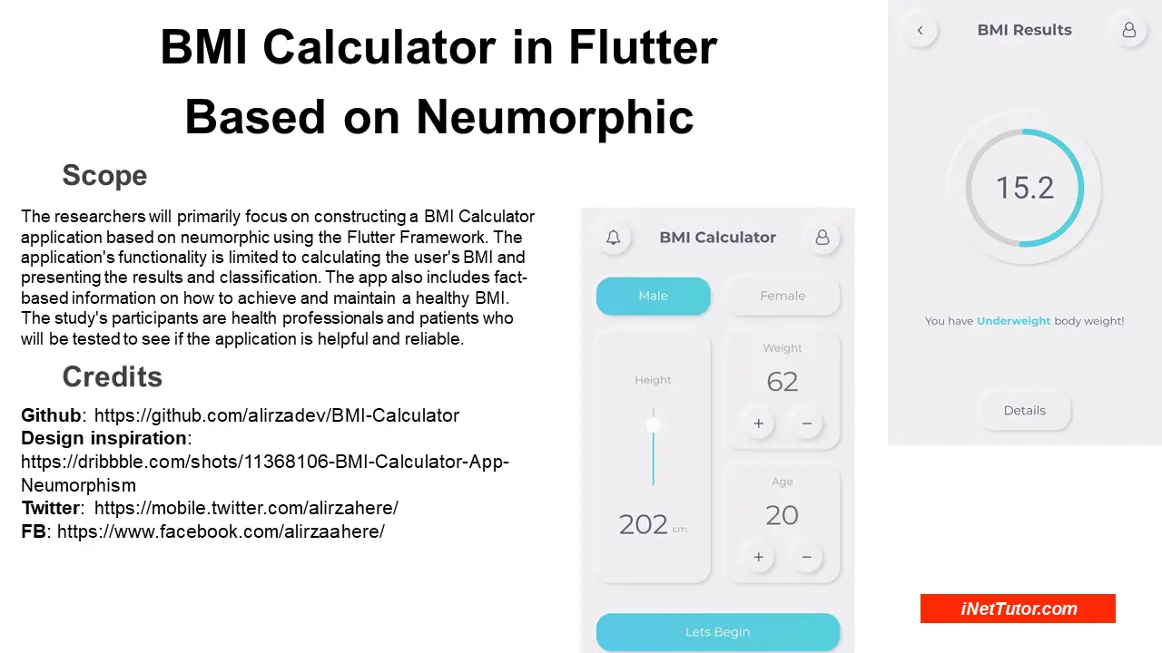 BMI Calculator in Flutter Based on Neumorphic - Free Download