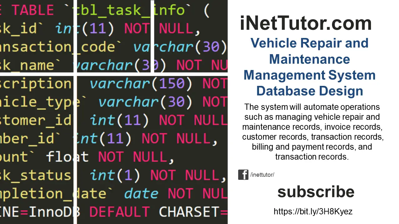 Vehicle Repair and Maintenance Management System Database Design - 2025