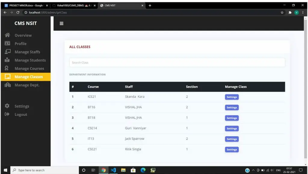 College Management System Project using Node.js and MySQL