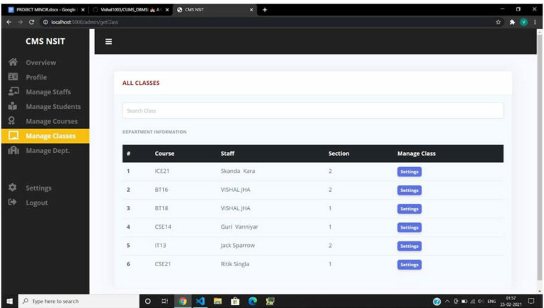 College Management System Project using Node.js and MySQL