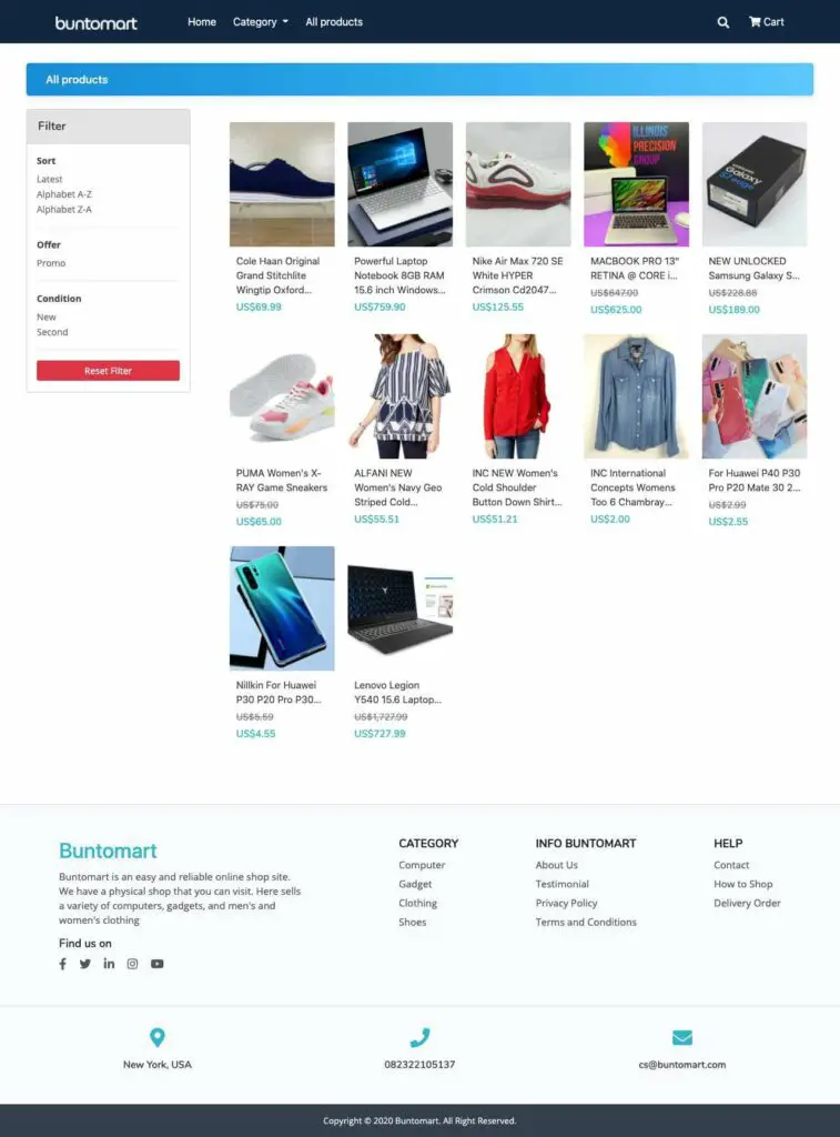 Online Shop in CodeIgniter - Free Demo 2024