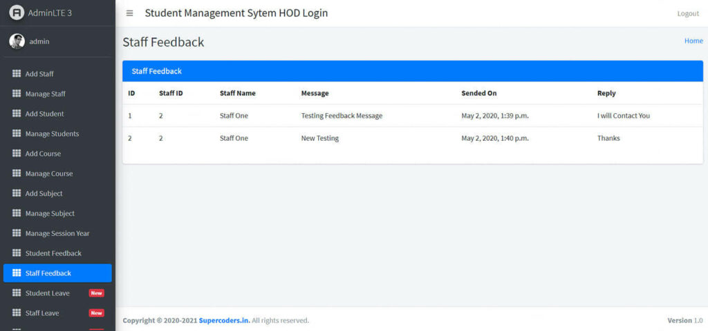 Student Management in Django Free Source code