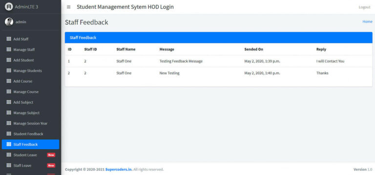 Student Management in Django Free Source code