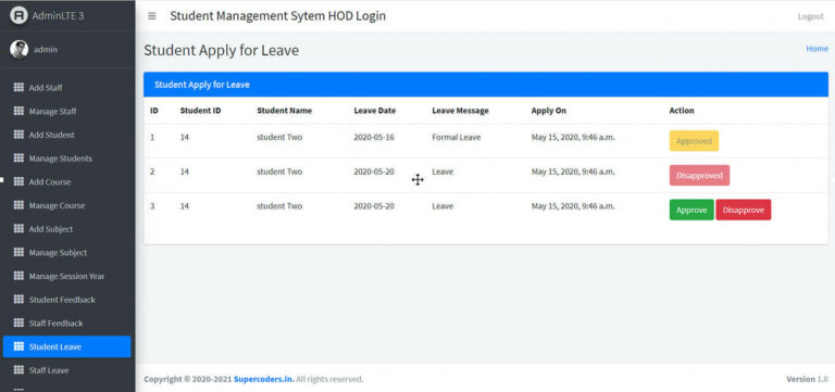 Student Management in Django Free Source code