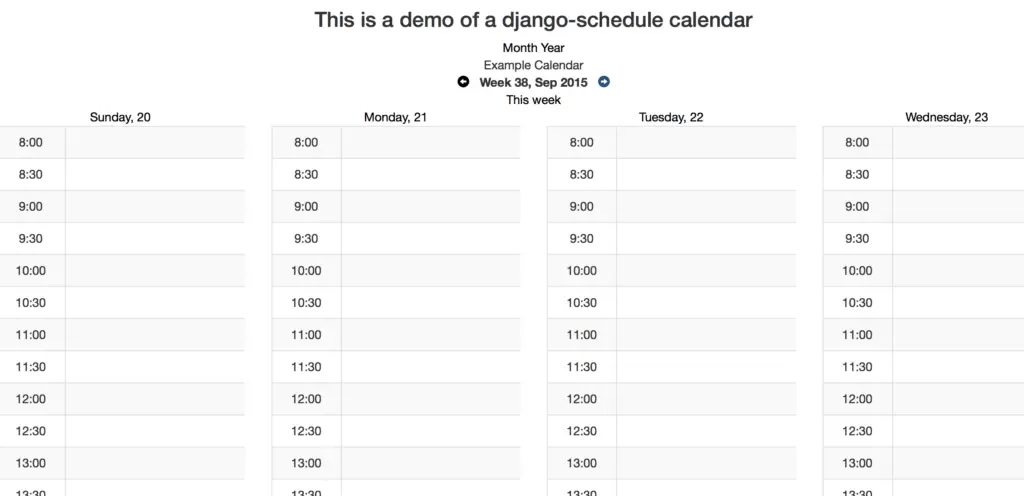 Calendar and Schedule App in Django Free Source code - iNetTutor.com
