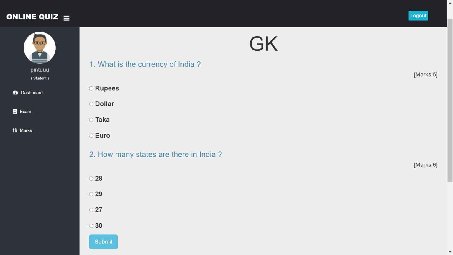 Quiz Application In Django Free Source Code
