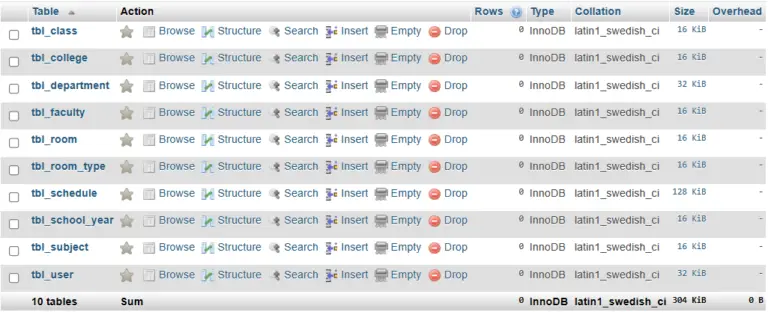FREE Class Scheduling Database Project