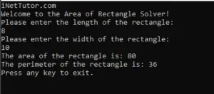 Area of Rectangle Solver in CSharp