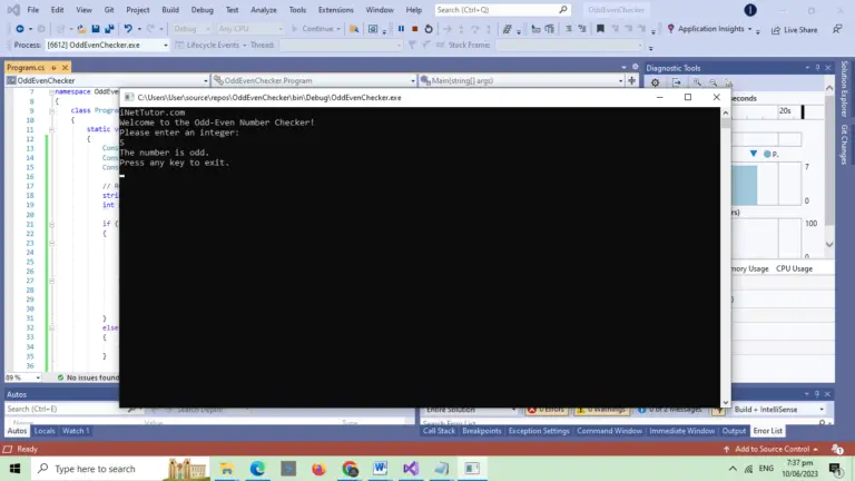 Odd Even Number Checker in C-Sharp