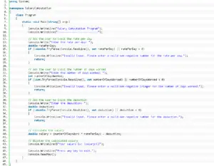Salary Computation in CSharp