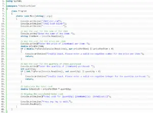 Total Cost Solver in CSharp