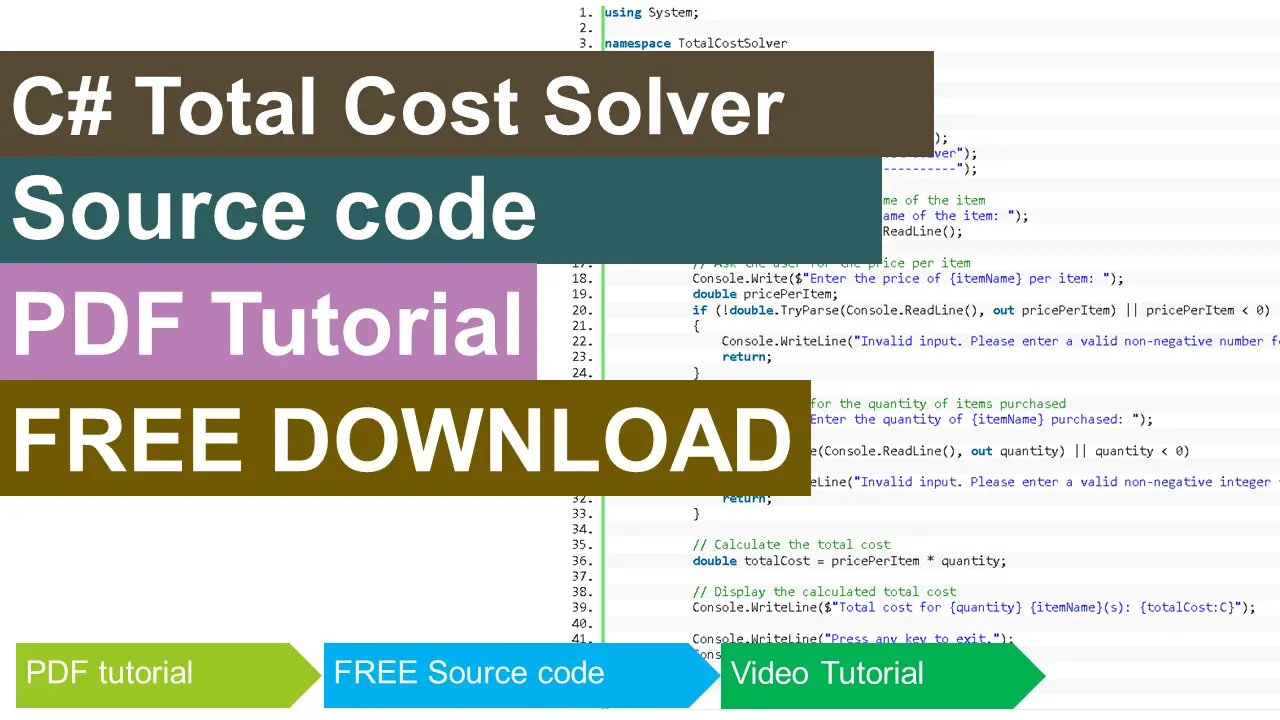 Total Cost Solver in CSharp
