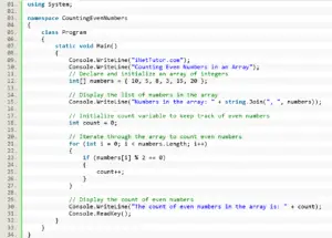Counting Even Numbers in an Array - iNetTutor.com