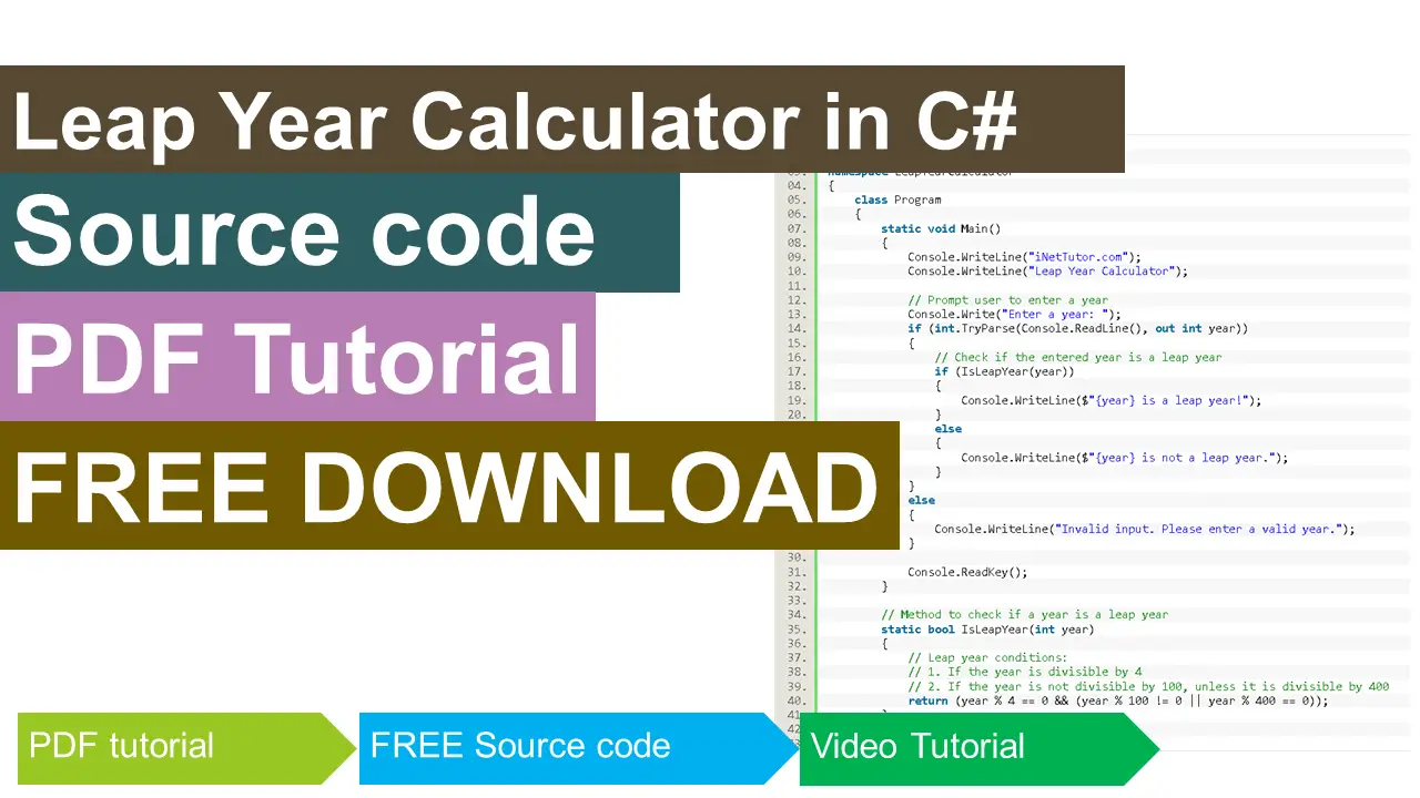 Leap Year Calculator in C# - iNetTutor.com