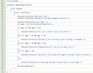 Age Category Checker in C# - iNetTutor.com