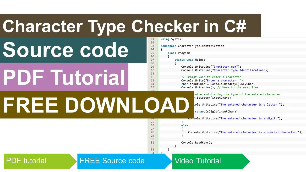 Character Type Checker in C# - iNetTutor.com