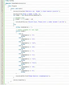 Number to Roman Numeral Converter in C# - iNetTutor.com