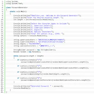 Password Generator in C# Console - iNetTutor.com