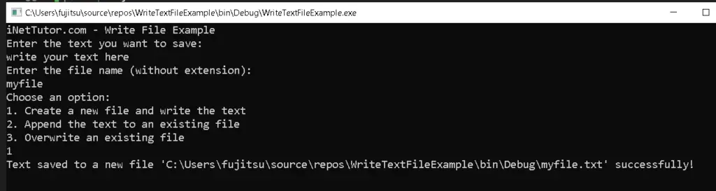 Writing Text File in C# - iNetTutor.com
