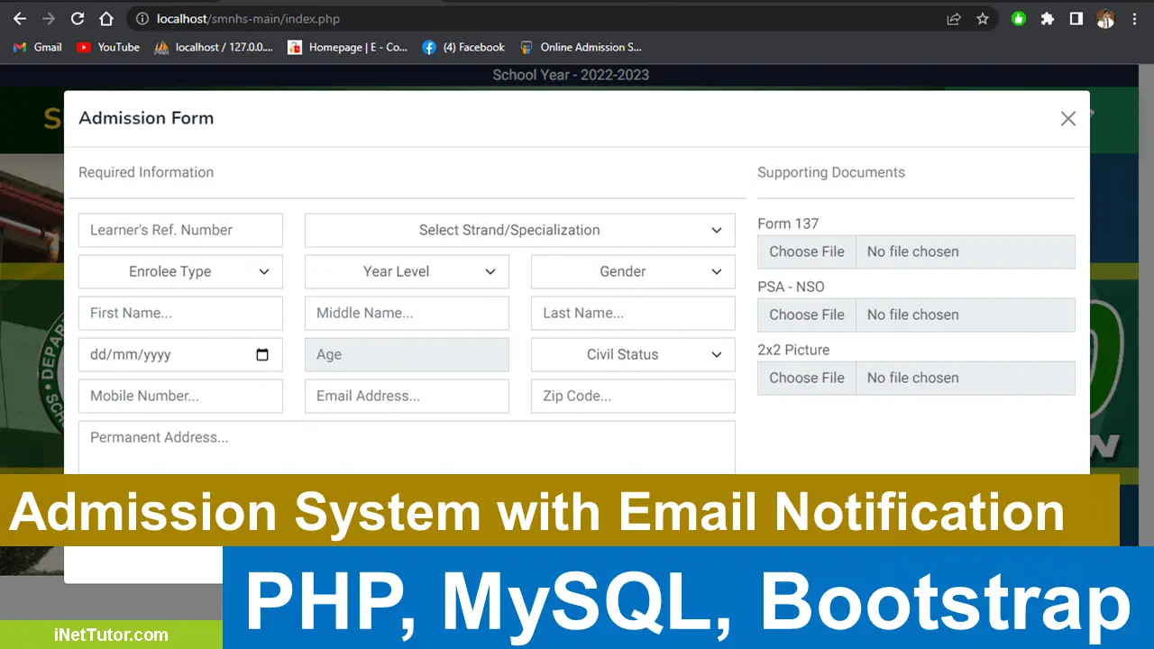 Admission System with Email Notification - iNetTutor.com