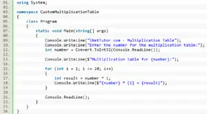 How to Print Custom Multiplication Tables in C#