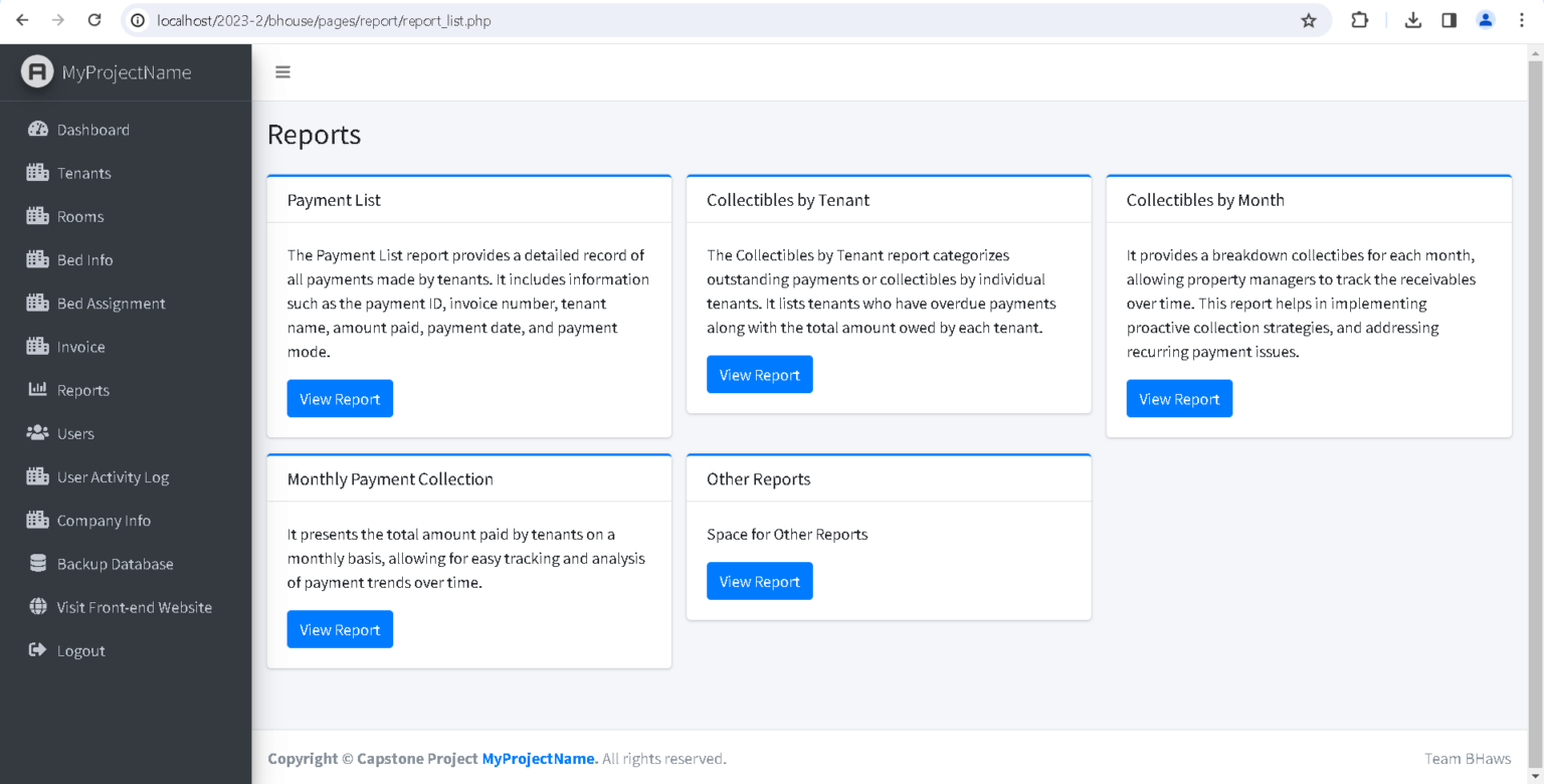 Boarding House Management System Complete Project