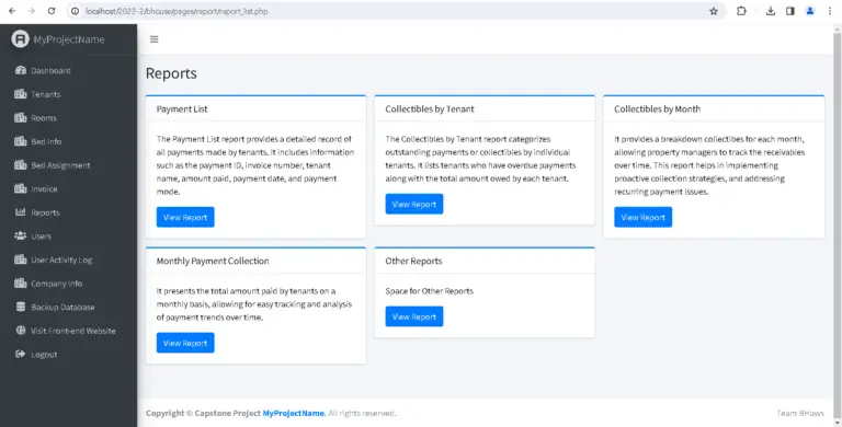 Boarding House Management System Complete Project