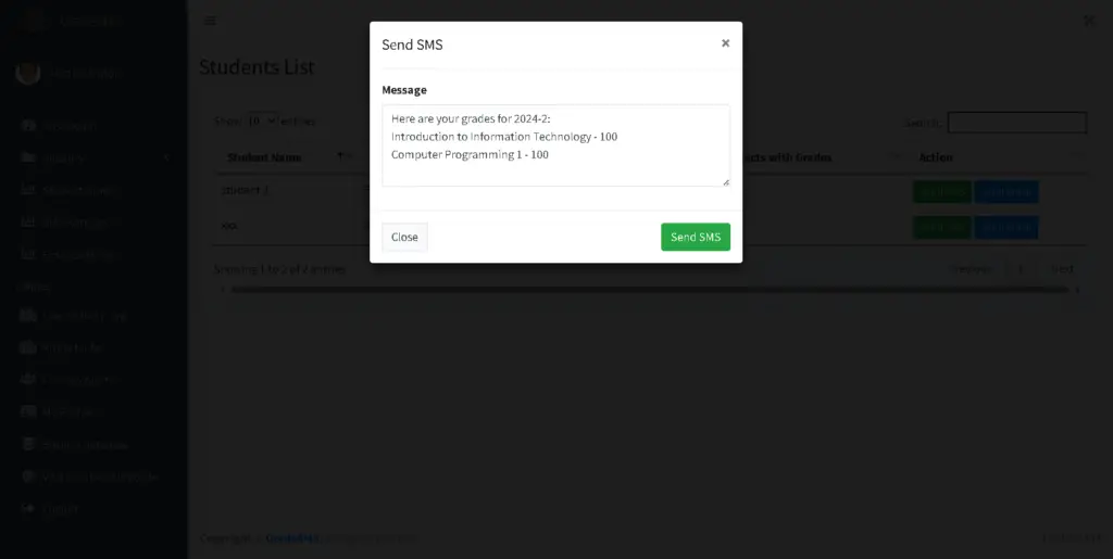 Grade Viewing with SMS and Email Notification