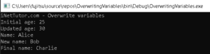 Overwrite Variable value in C# - iNetTutor.com
