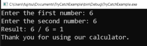 Basic Try Catch Block in CSharp