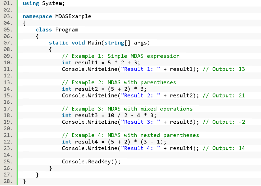MDAS Example in CSharp - iNetTutor.com MDAS Example in CSharp - iNetTutor.com