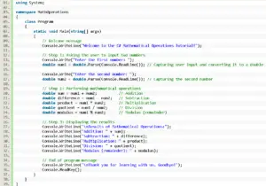 Mathematical Operations using Variables in CSharp - iNetTutor.com