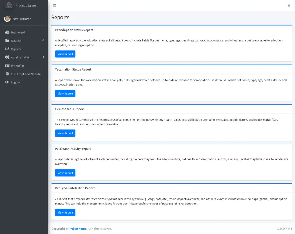 Pet Adoption System Source code