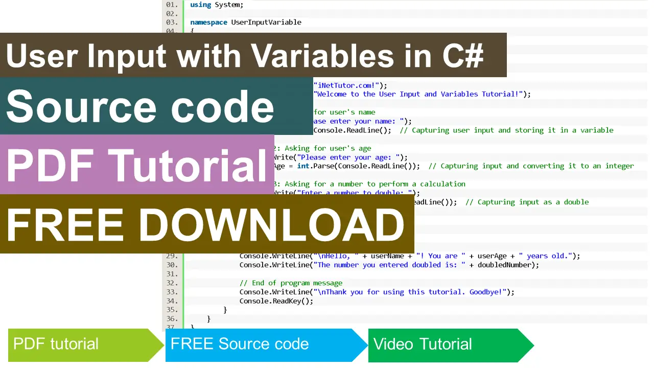 User Input with Variables in CSharp - iNetTutor.com
