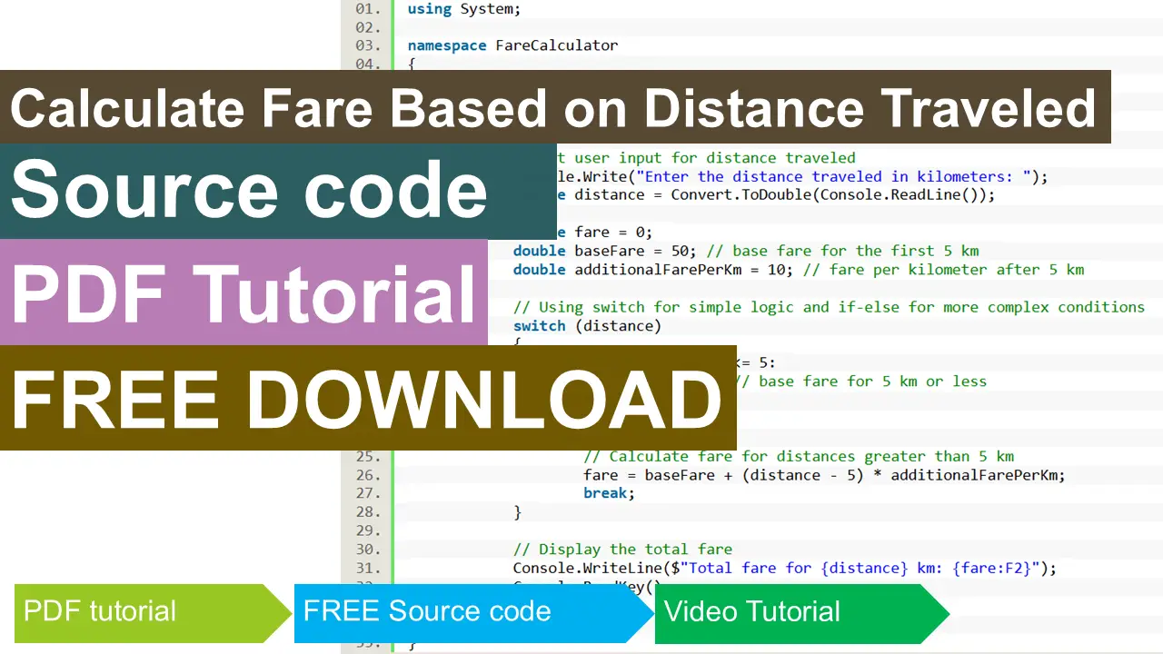 Calculate Fare Based on Distance Traveled - iNetTutor.com
