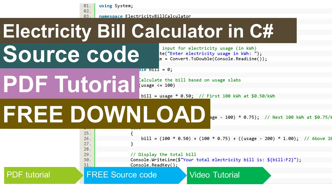 Electricity Bill Calculator in C# - iNetTutor.com