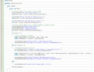 Interest Calculator in C# - iNetTutor.com