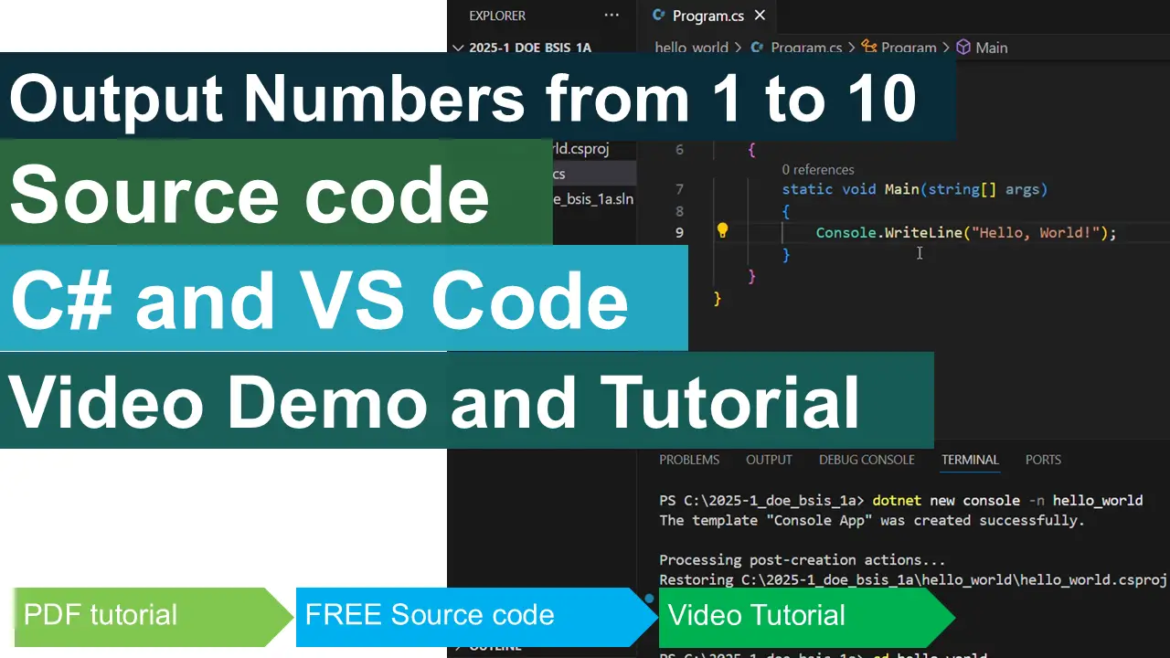 Output Numbers from 1 to 10 in CSharp - iNetTutor.com