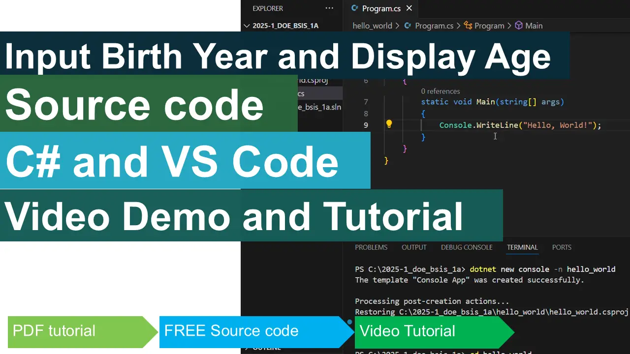 Input Birth Year and Display Age in CSharp - iNetTutor.com