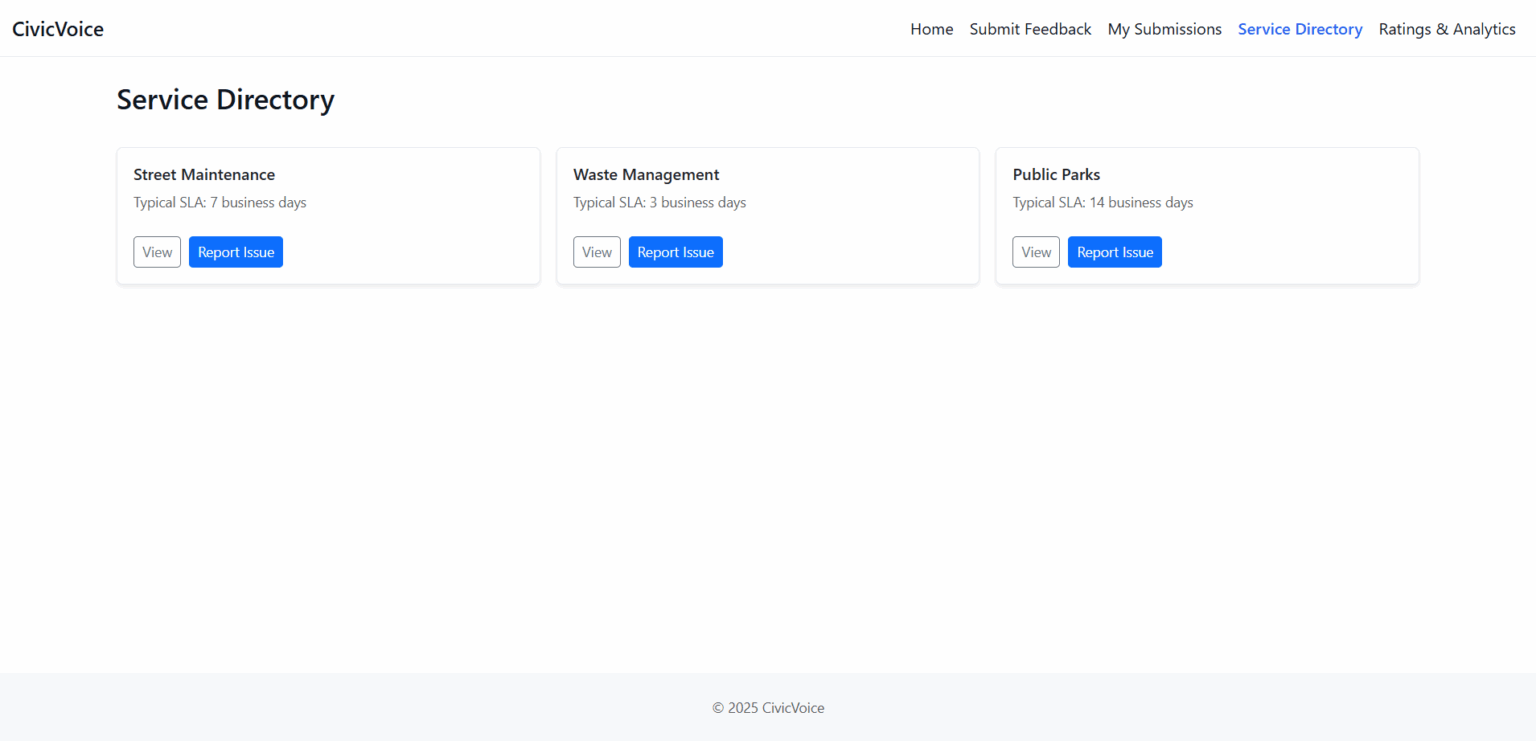 Citizen Feedback and Rating System