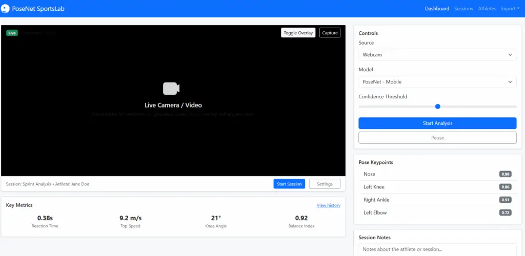 Sports Performance Analysis Using PoseNet - iNetTutor.com