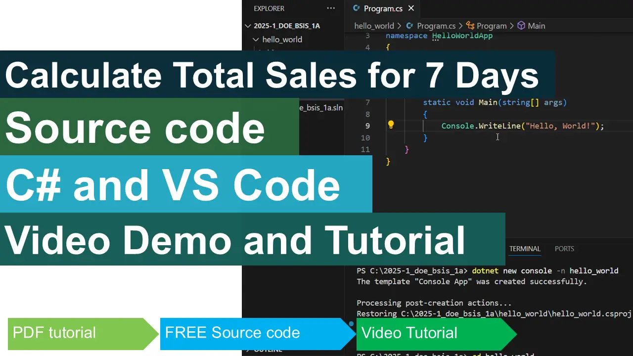 Calculate Total Sales for 7 Days - iNetTutor.com