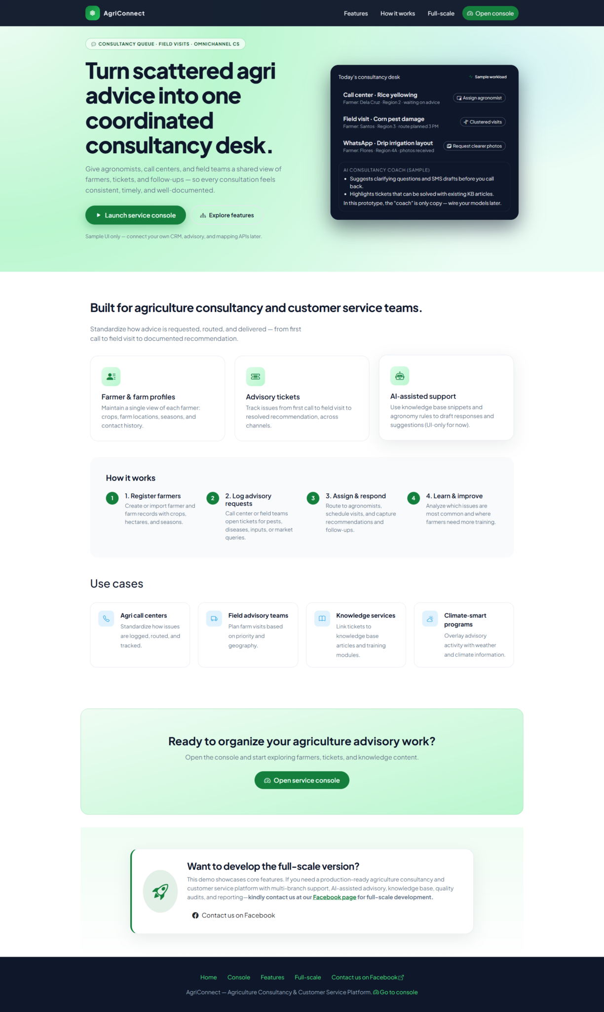 Agriculture Consultancy and Customer Service Platform