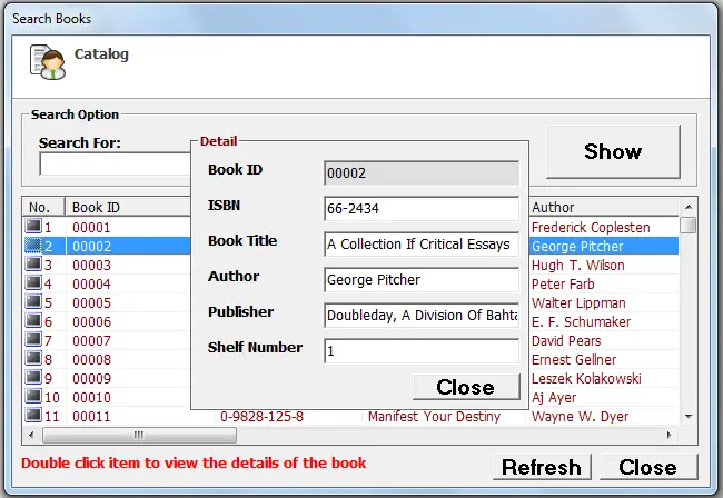 Library Book Catalog System in Visual Basic – iNetTutor.com